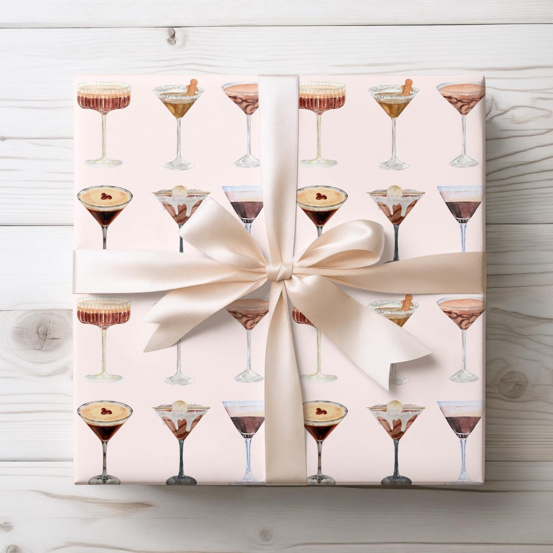 Espresso Martini Wrapping Paper, Espresso Martini Gift Wrap, Espresso ...