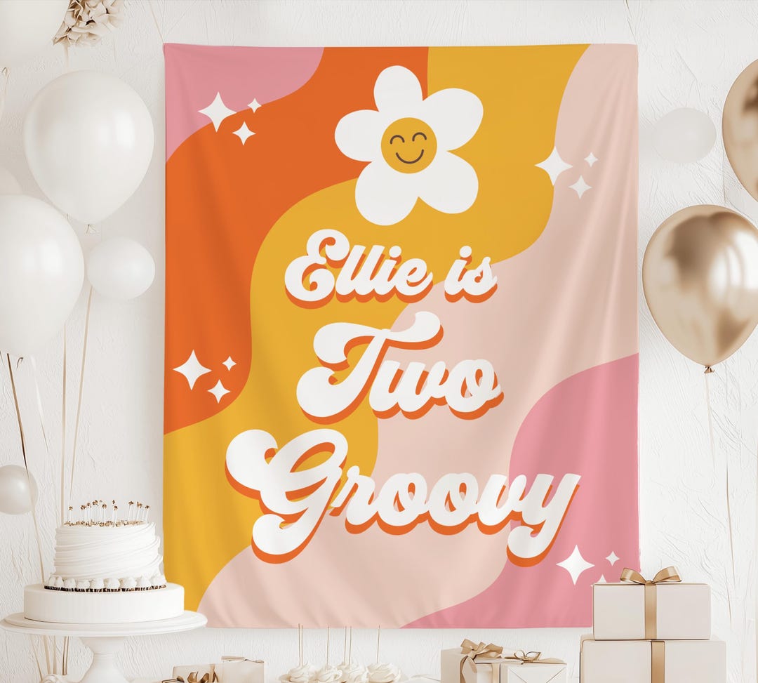 Two Groovy Birthday Decorations, Groovy Birthday Welcome Sign,two ...