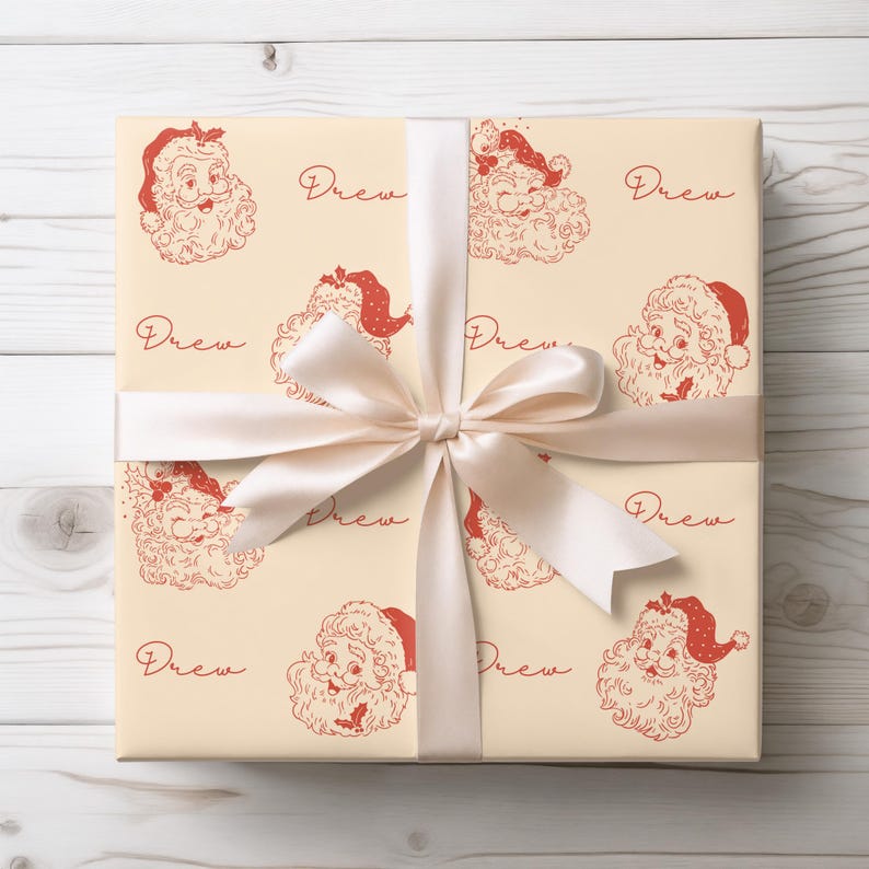 Vintage Christmas Wrapping Paper Personalized, Santa Wrapping Paper ...