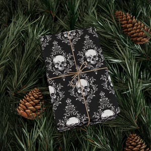 Goth Wrapping Paper, Skull Wrapping Paper, Damask Wrapping Paper ...