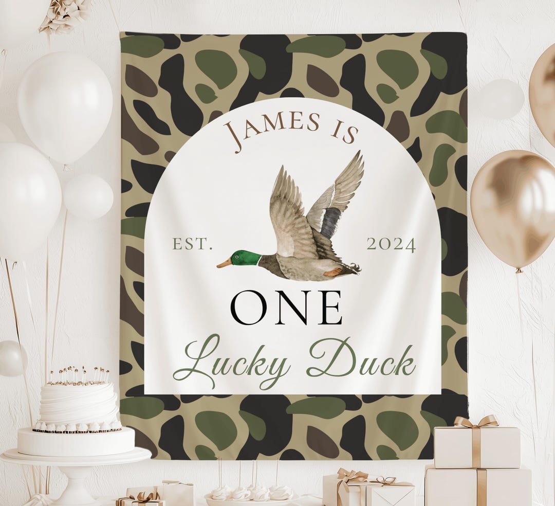 One Lucky Duck Birthday Banner, One Lucky Duck Birthday Decor, Mallard ...
