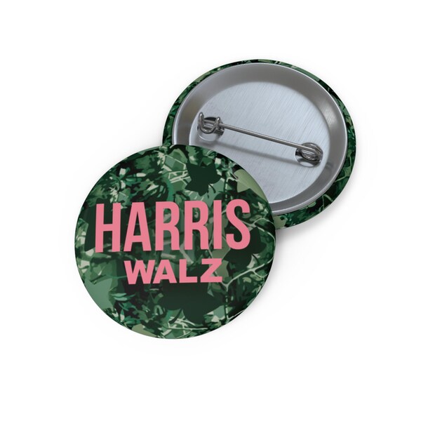 HARRIS WALZ 2024 Camouflage Button Democrat Pin Kamala for President ...