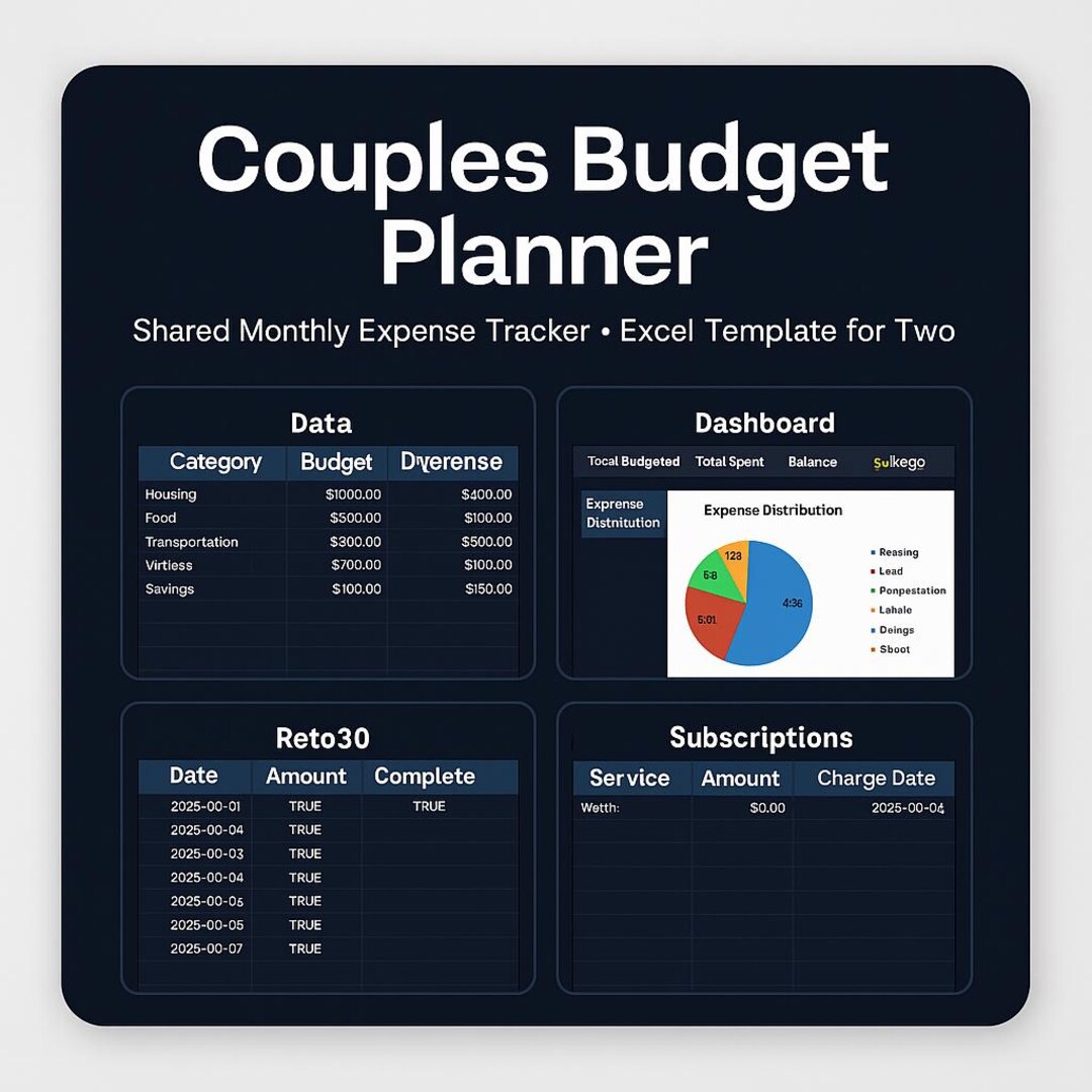Couples Budget Planner | Shared Monthly Expense Tracker | Excel ...