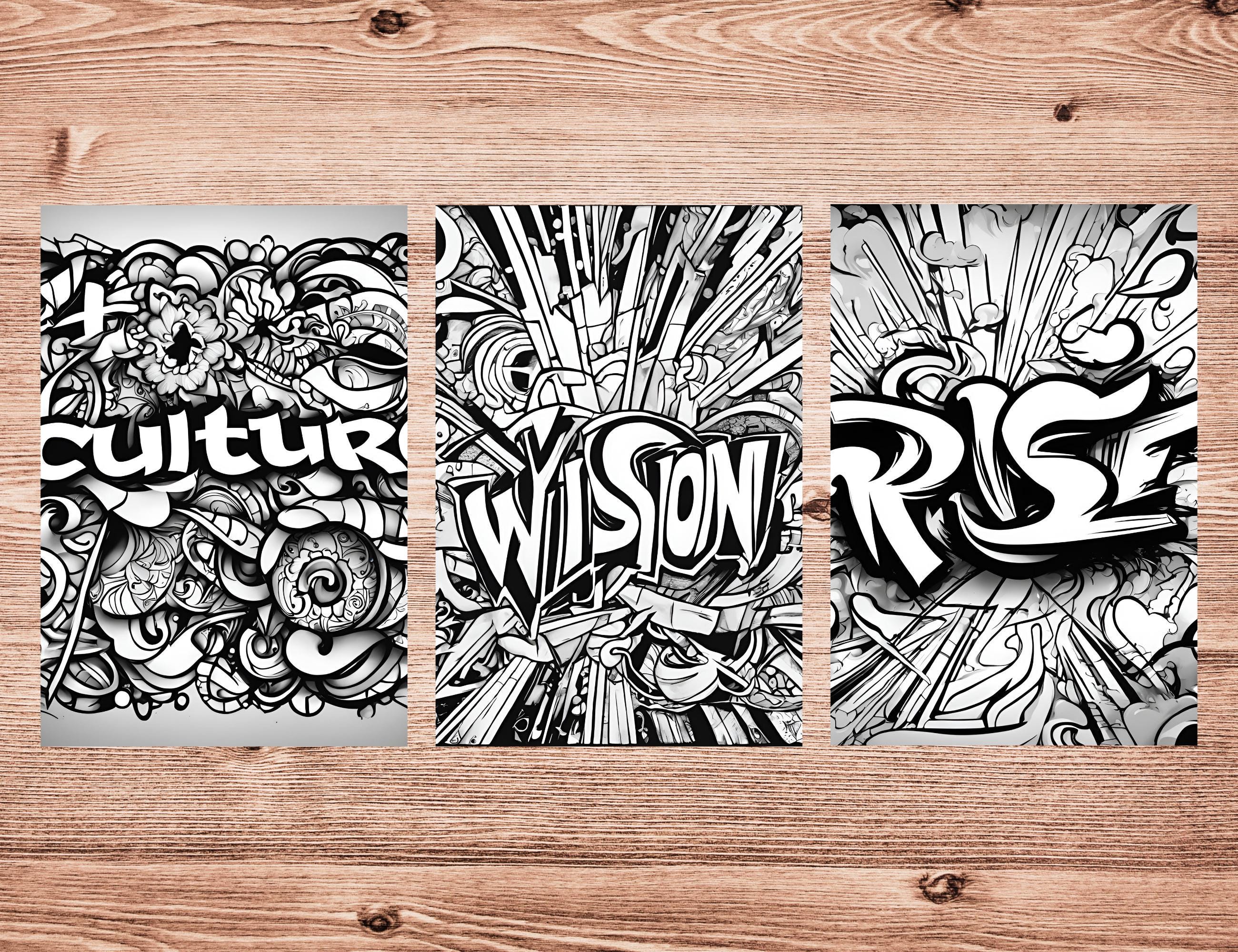 36 Graffiti Coloring Pages | Printable Art for Adults | Urban Street ...