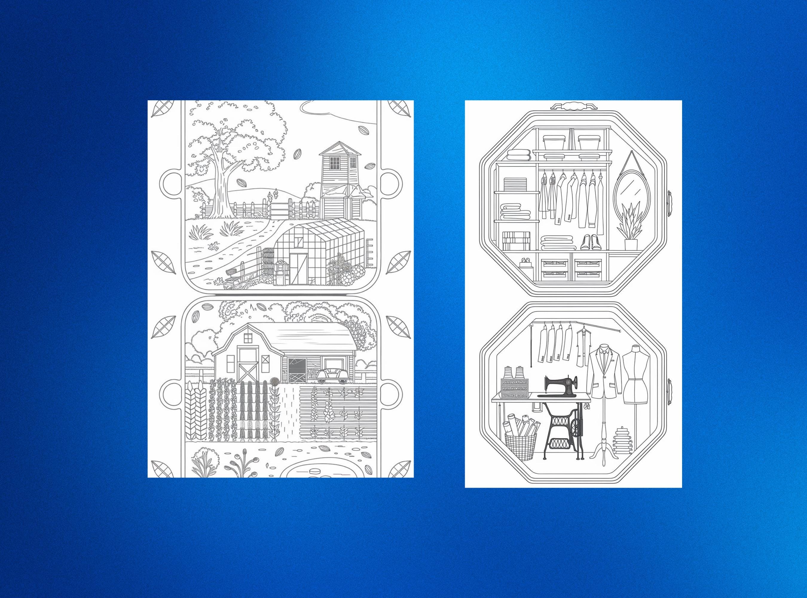 Miniature Worlds Coloring Pages | Adult Coloring Page | Color Therapy ...