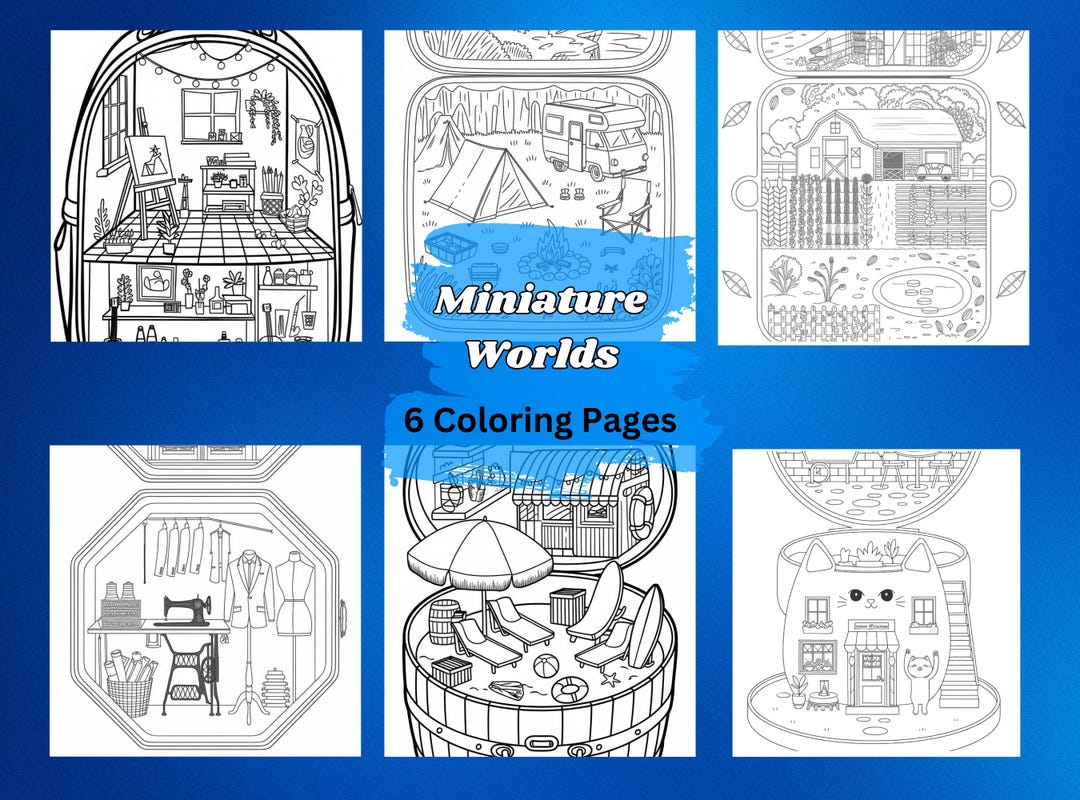 Miniature Worlds Coloring Pages | Adult Coloring Page | Color Therapy ...
