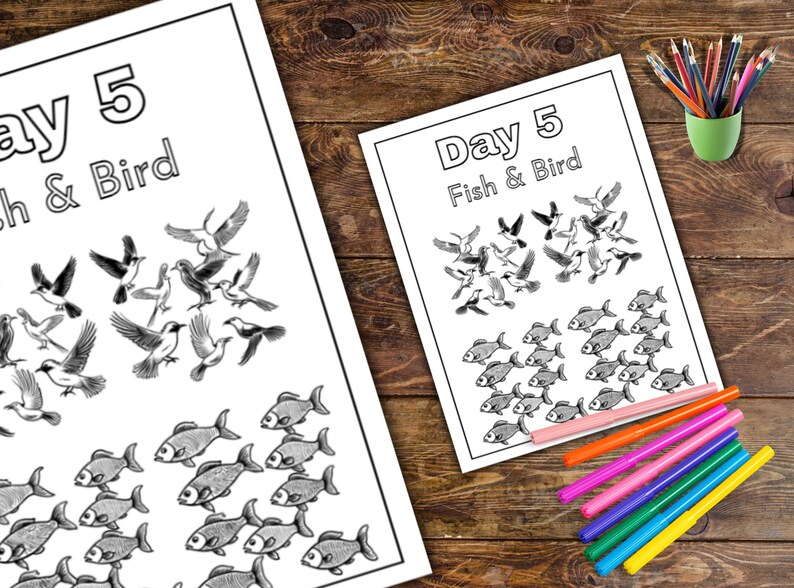 7 Days of Creation Coloring Pages Instant Download Printable Kids Bible ...