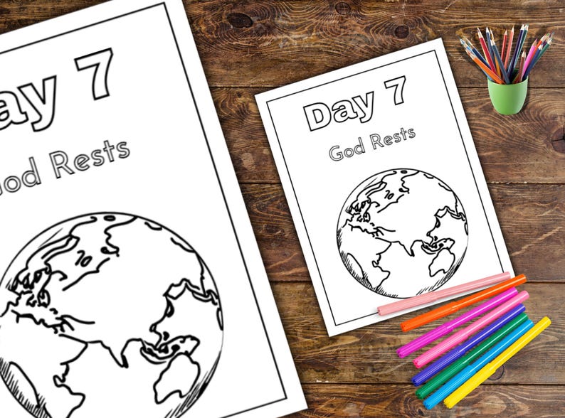 7 Days of Creation Coloring Pages Instant Download Printable Kids Bible ...