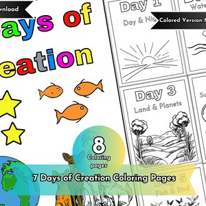 7 Days of Creation Coloring Pages | Instant Download | Printable Kids ...