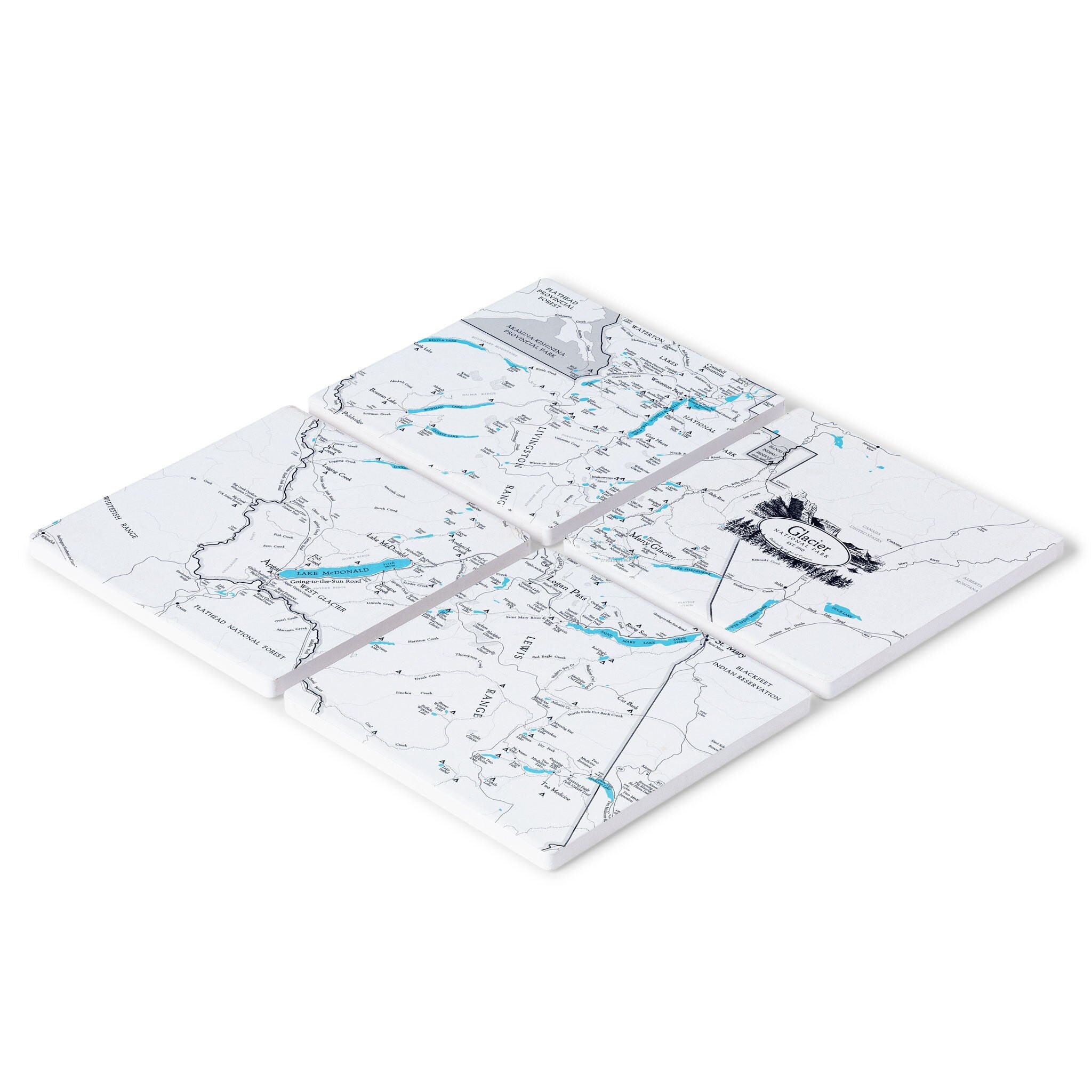 Glacier National Park Line Map Coasters - Etsy