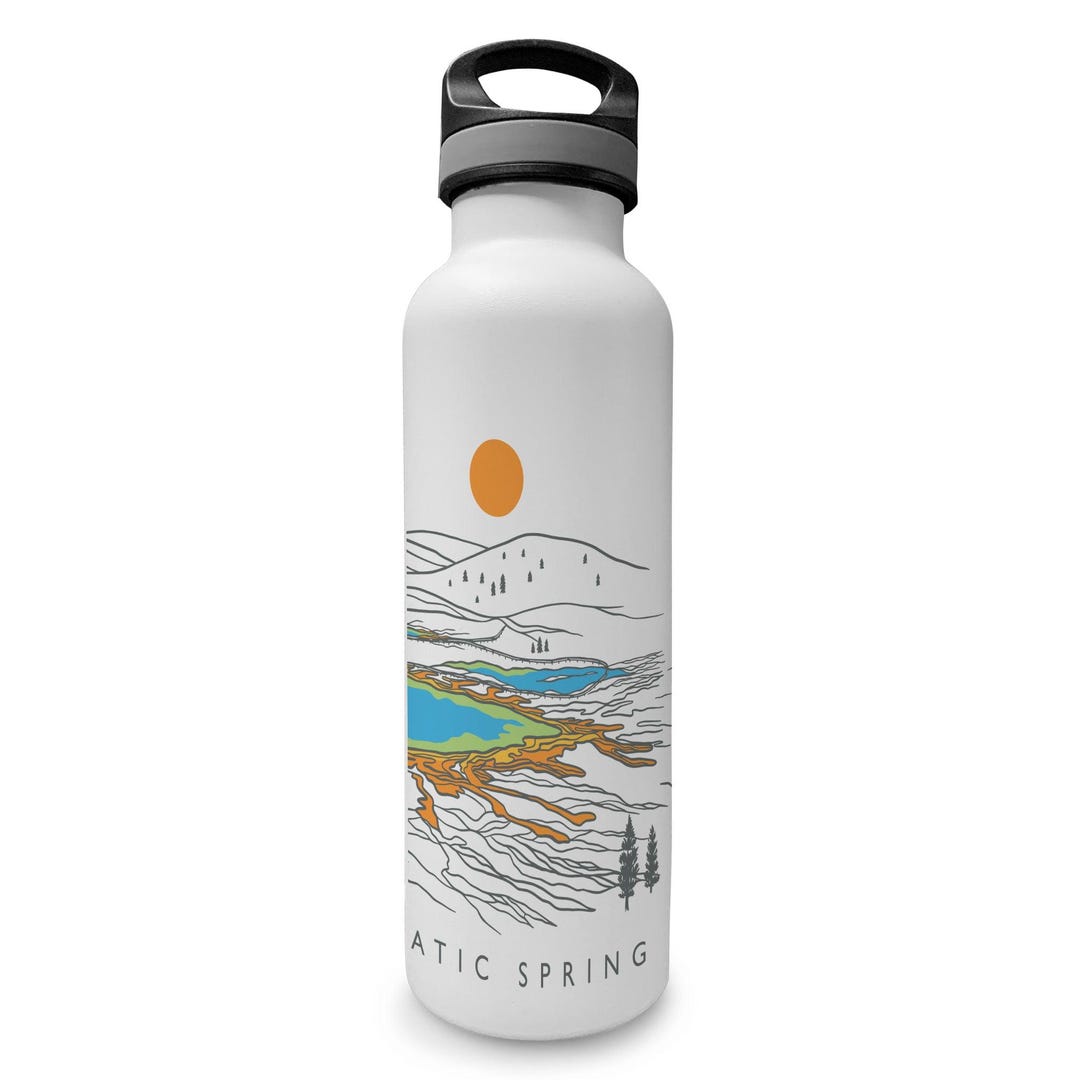 Yellowstone Grand Prismatic Contour Lines Insulated Water Bottle in ...