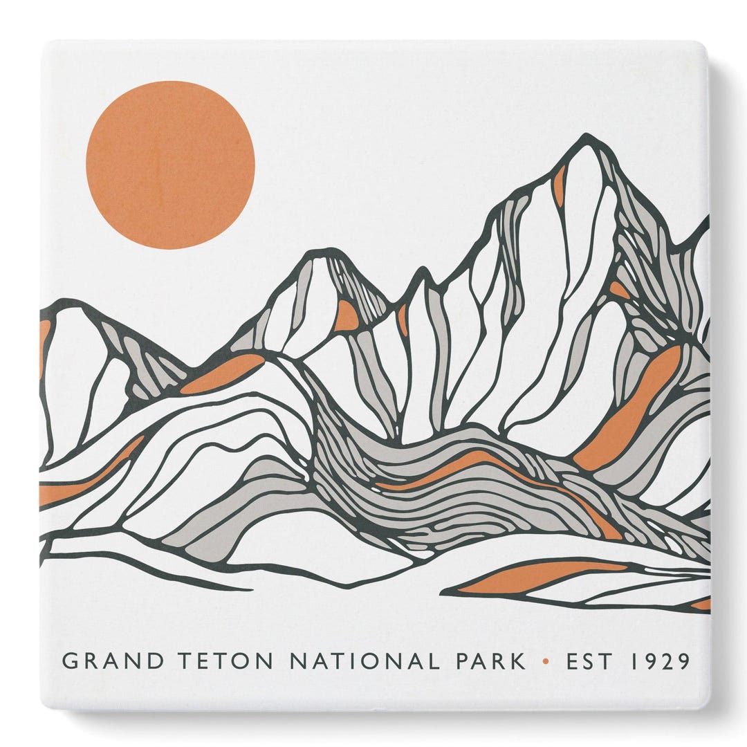 Grand Teton National Park Contour Lines Coaster - Etsy