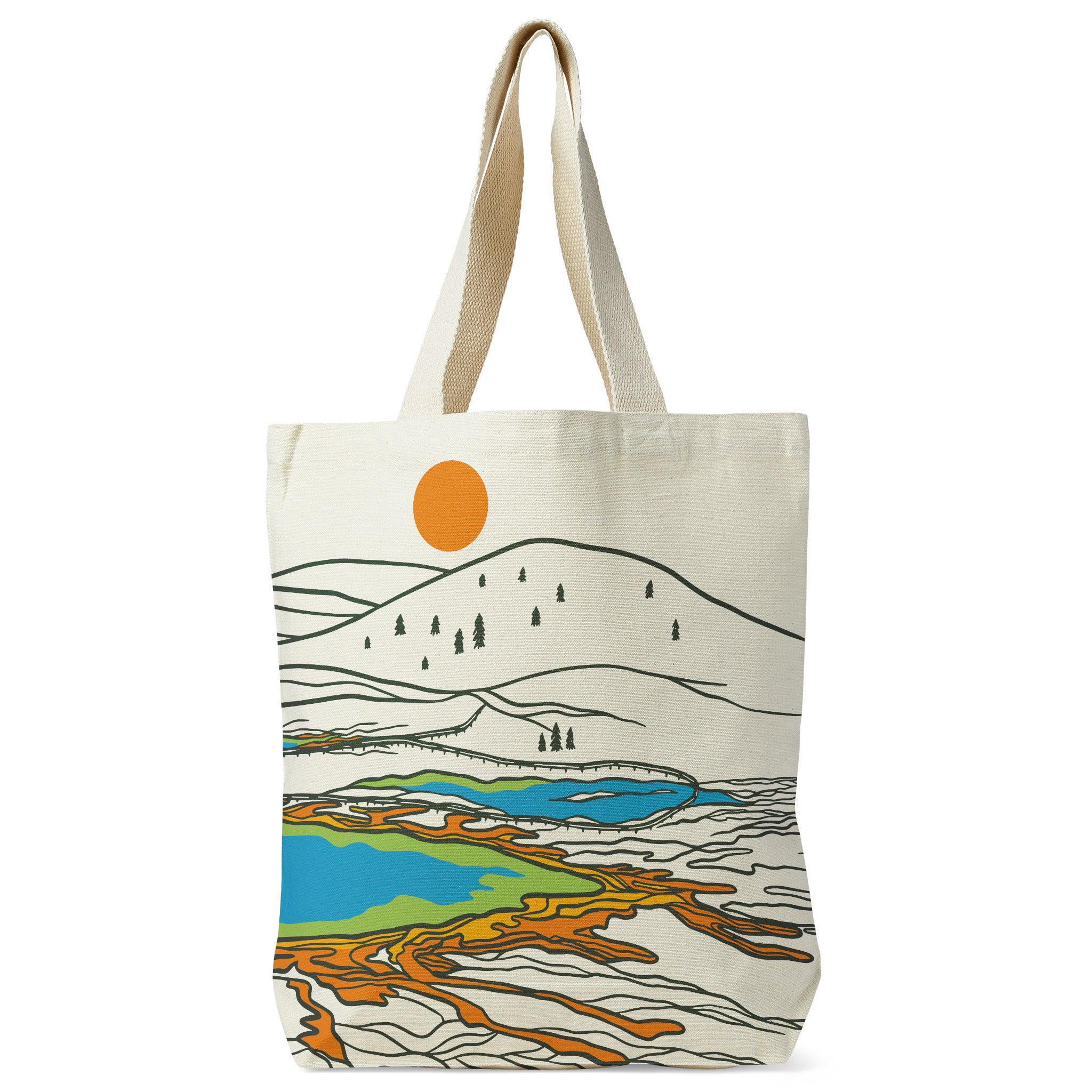 Yellowstone Grand Prismatic Contour Lines Recycled Canvas Tote Bag - Etsy