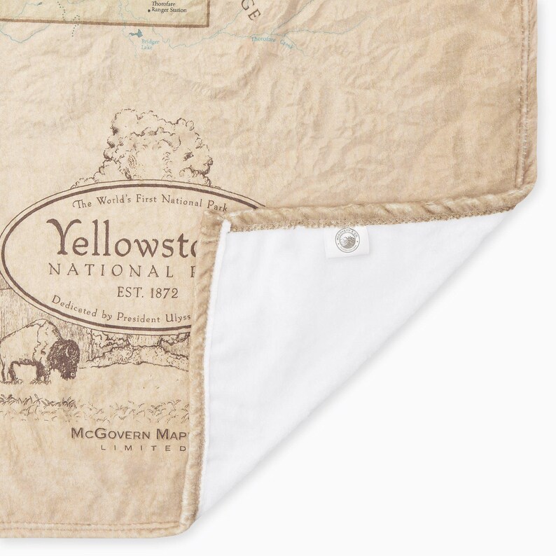 Yellowstone National Park Map Plush Blanket - Etsy