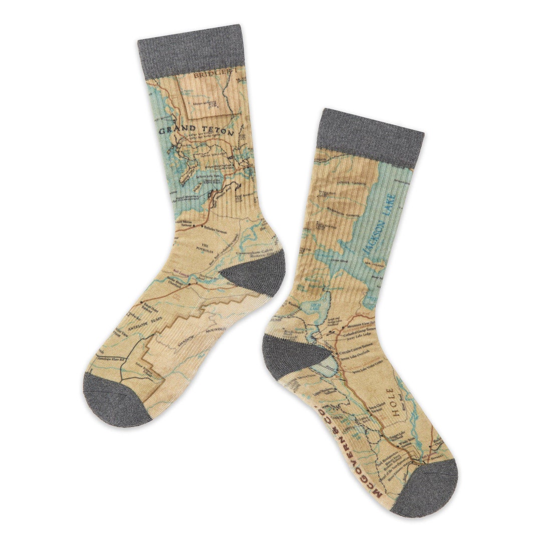 Grand Teton National Park Map Socks - Etsy