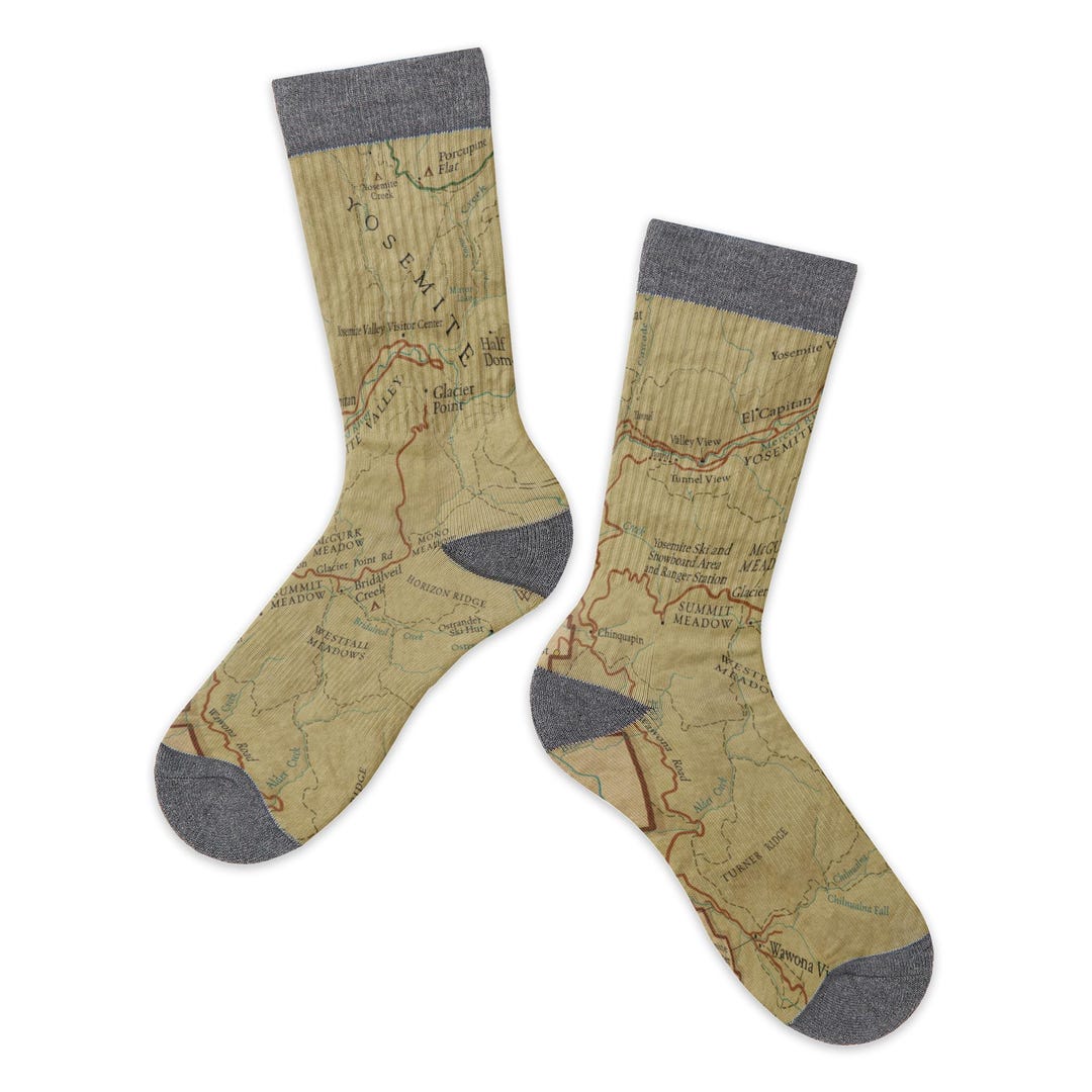 Yosemite National Park Map Socks - Etsy