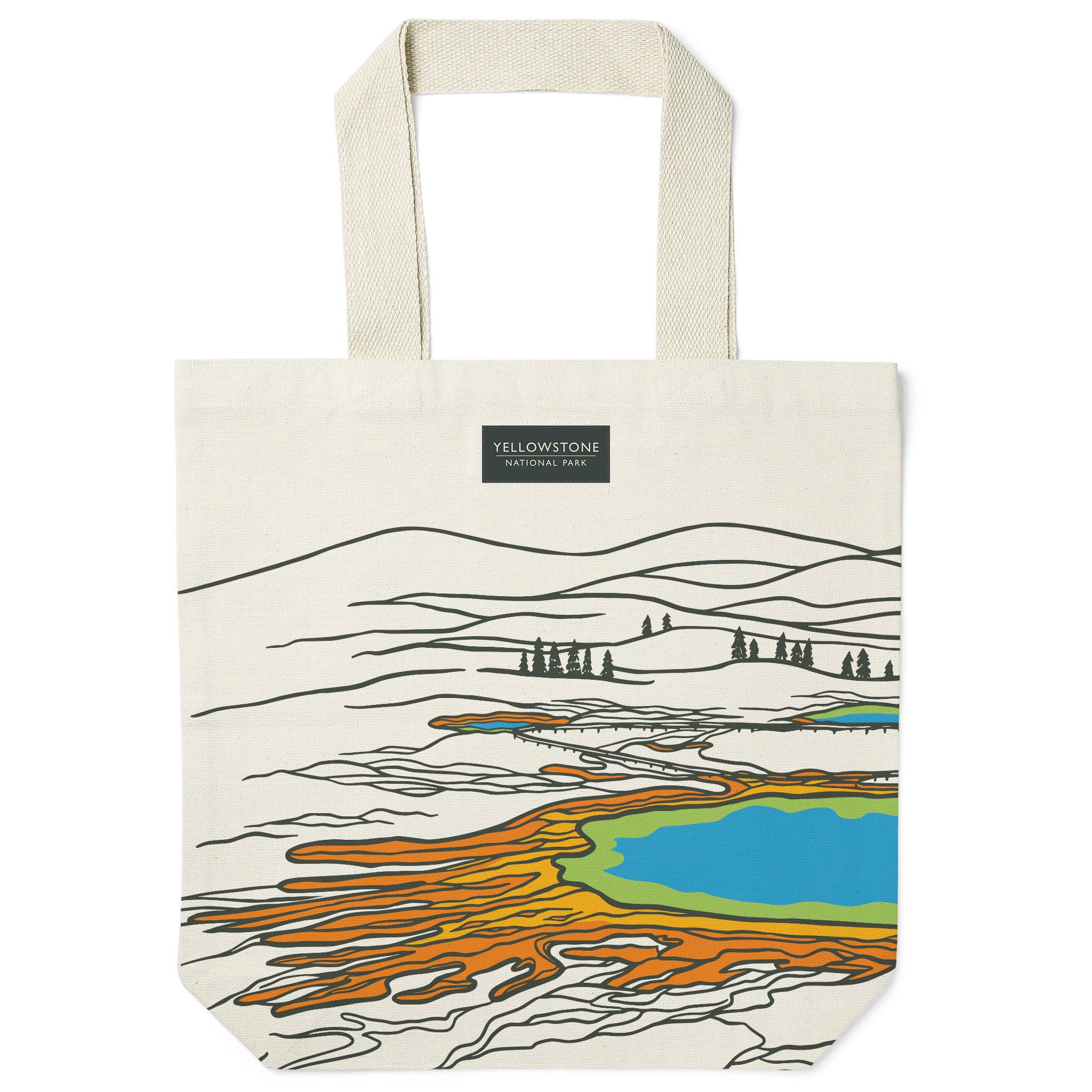 Yellowstone Grand Prismatic Contour Lines Recycled Canvas Tote Bag - Etsy
