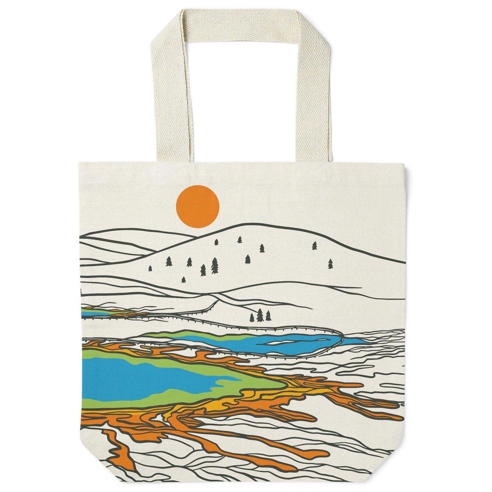 Yellowstone Grand Prismatic Contour Lines Recycled Canvas Tote Bag - Etsy
