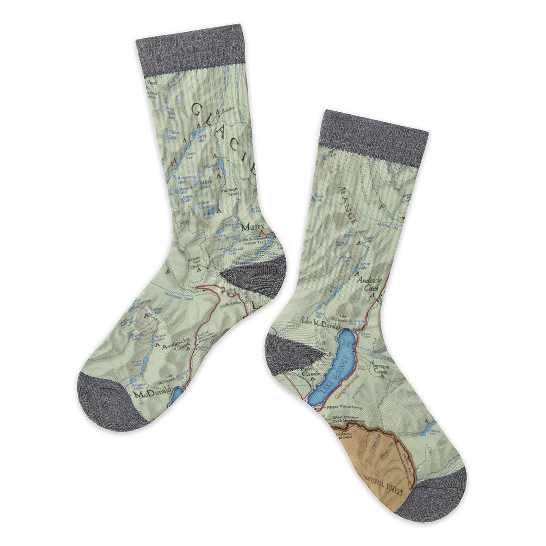 Glacier National Park Map Socks - Etsy