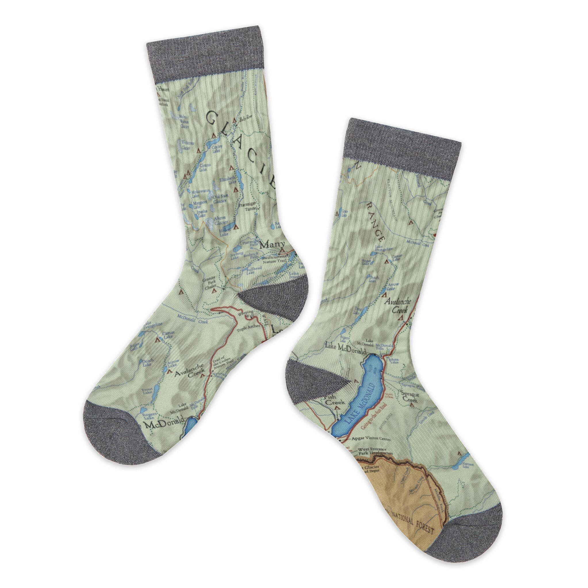Glacier National Park Map Socks - Etsy