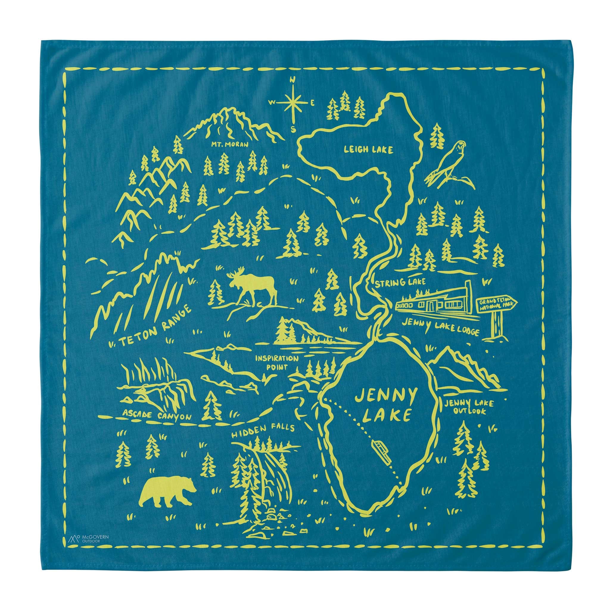 Jenny Lake Grand Teton National Park Illustrated Map Bandana - Etsy