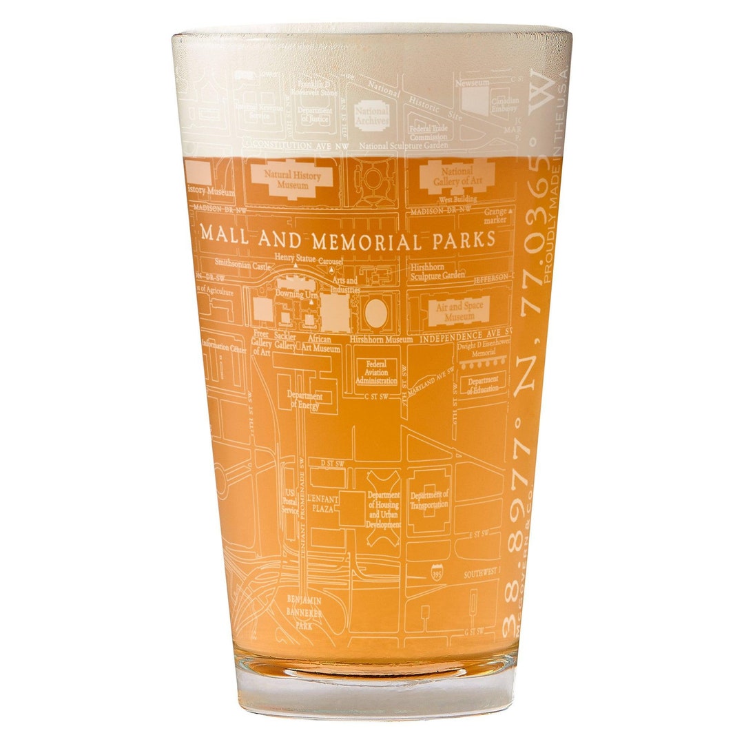 National Mall Line Map Pint Glass - Etsy
