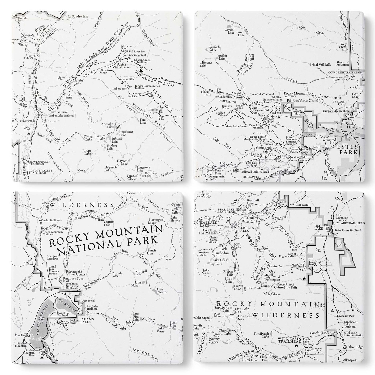 Rocky Mountain National Park Line Map Coasters - Etsy