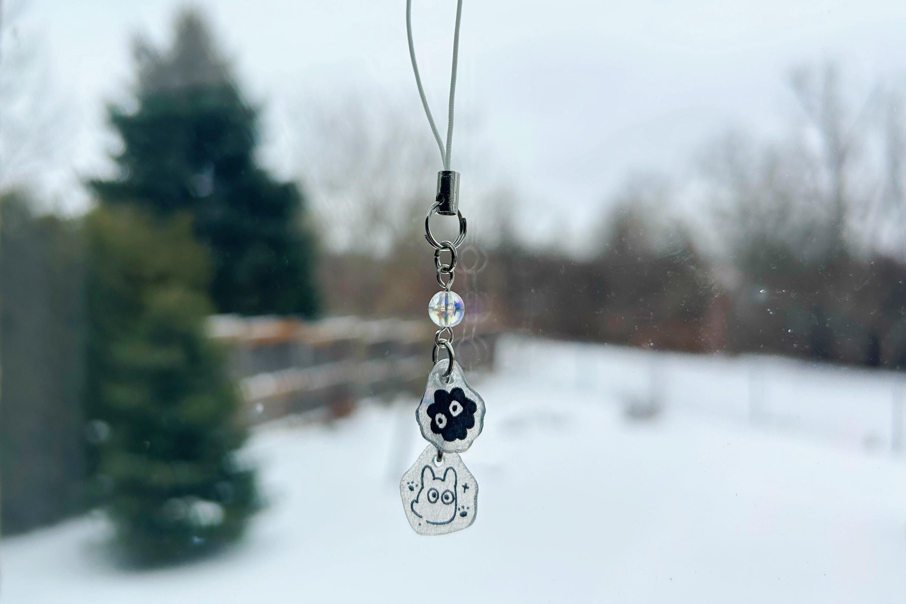Chibi Totoro & Soot Sprite - Black and White Handmade Phone Charm - Etsy