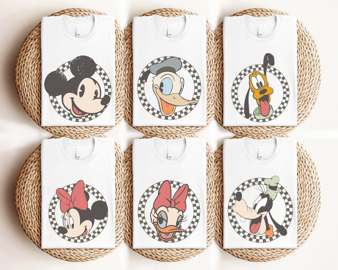 Retro Mickey and Friends Tee, Disney Checkered Minnie & Daisy Shirt ...