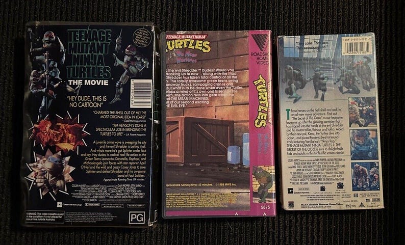 3x VHS Teenage Mutant Ninja Turtles 1, 2 & the Mean Machines TMNT - Etsy