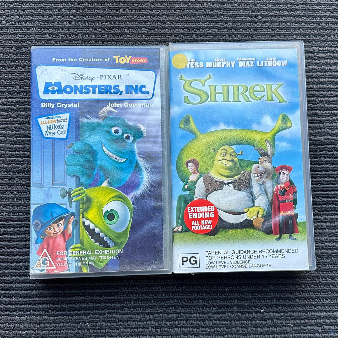 2x VHS - Shrek, Monsters, Ink - Etsy