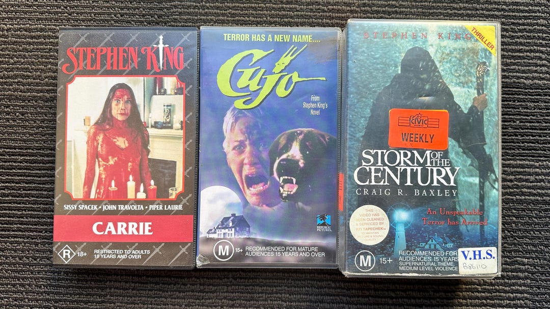 4x VHS - Carrie, Cujo, Storm of the Century - Stephen King - Etsy Australia