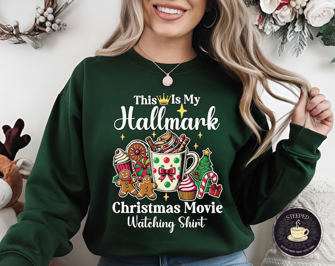 Hallmark Christmas Movies Sweatshirt, Holiday Sweater Womens Christmas ...