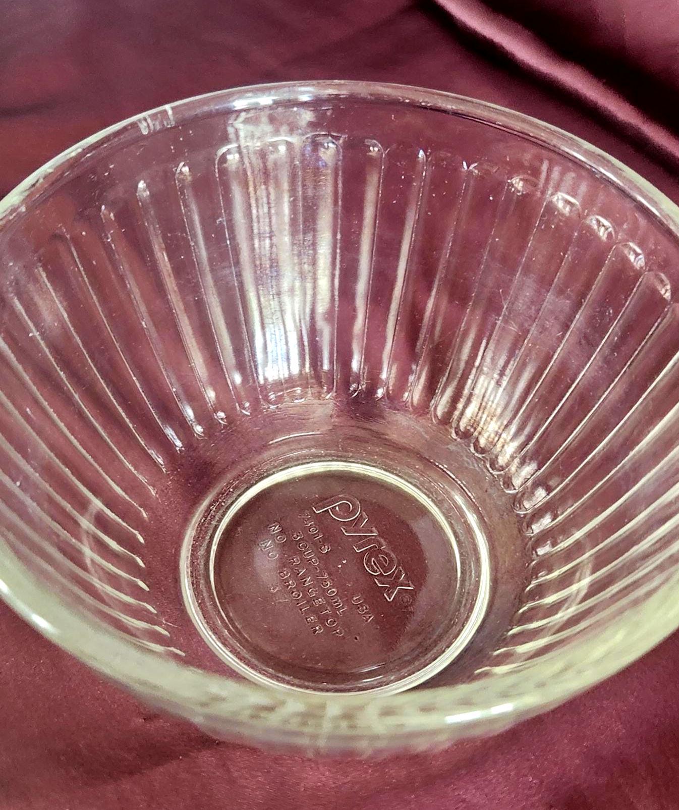 Vintage Pyrex 3 Cup Clear Ribbed Bowl. Model 7401-S USA. 5.75 Diameter ...