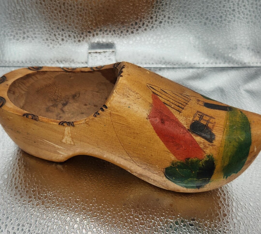 Wooden Clog Hand Carved and Painted From Holland. Child Size. Vintage ...