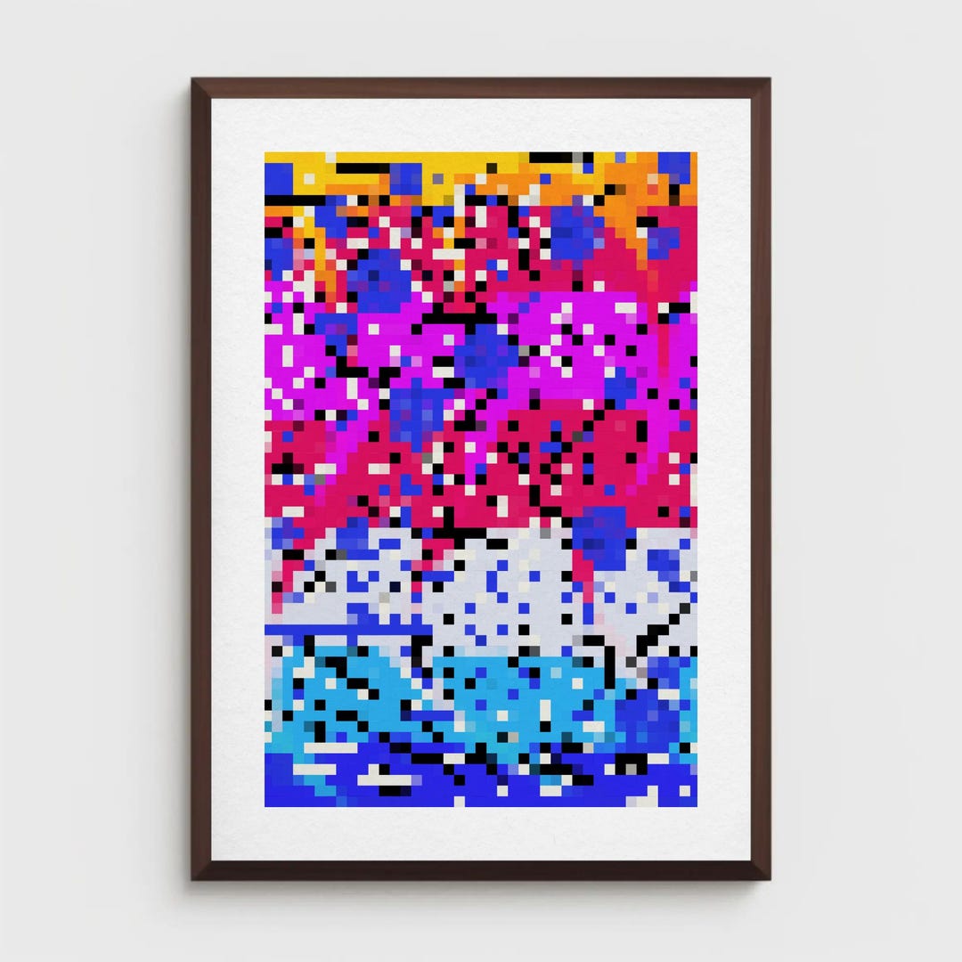 Pixel Digital Art. Metallic Pixel Wall Art. Trendy Wall Art. Unique ...