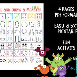 Halloween Monster Drawing Activity - Fun Kit Printable Children Project ...