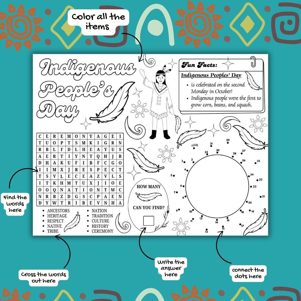 Indigenous People Activity Book + 5 Bonus Placemats | Printable 24-page ...