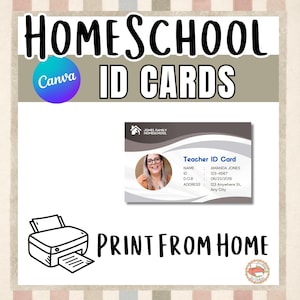 Customizable Homeschool ID Cards for Students & Teachers | Editable ...