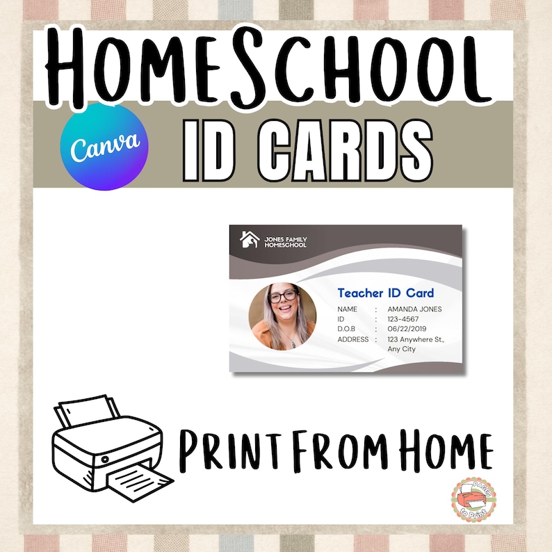 Customizable Homeschool ID Cards for Students & Teachers | Editable ...