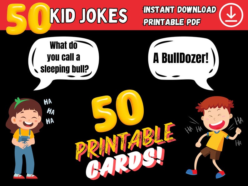 50 Kids Jokes Printable Cards - 17 Pages of Fun Activity Printable for ...