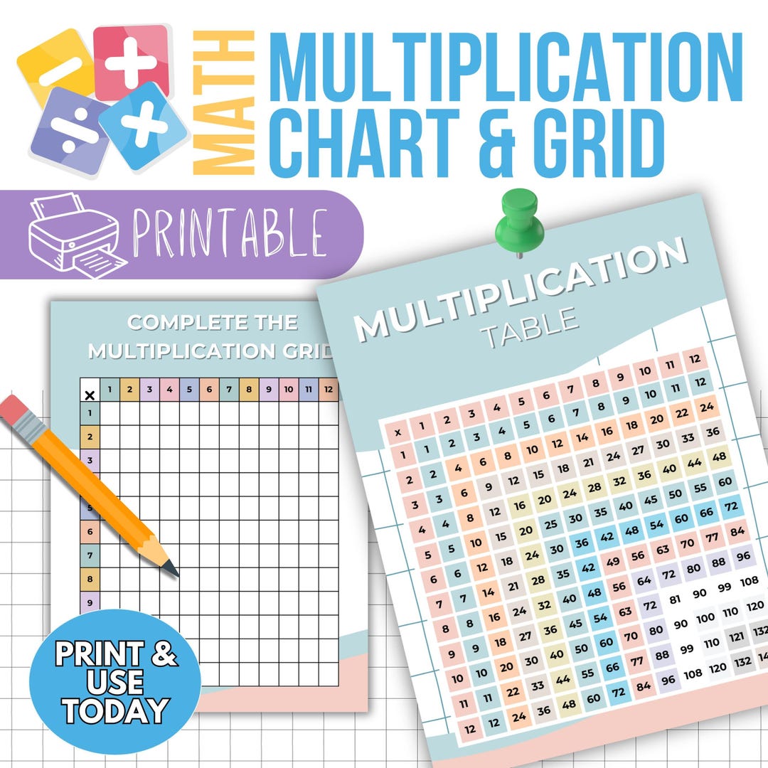 Printable Multiplication Chart and Worksheet | Math Practice Grid for ...