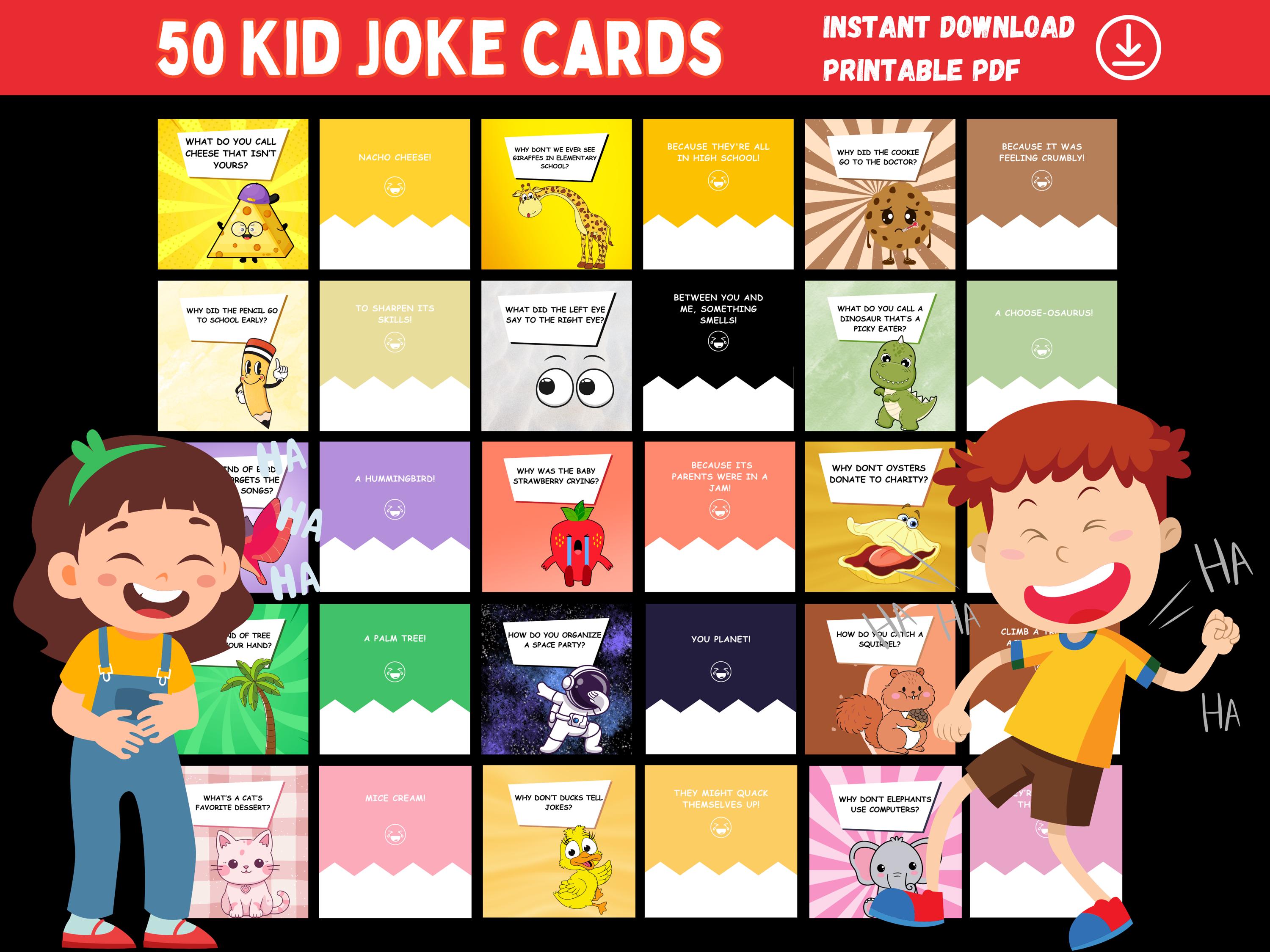 50 Kids Jokes Printable Cards - 17 Pages of Fun Activity Printable for ...