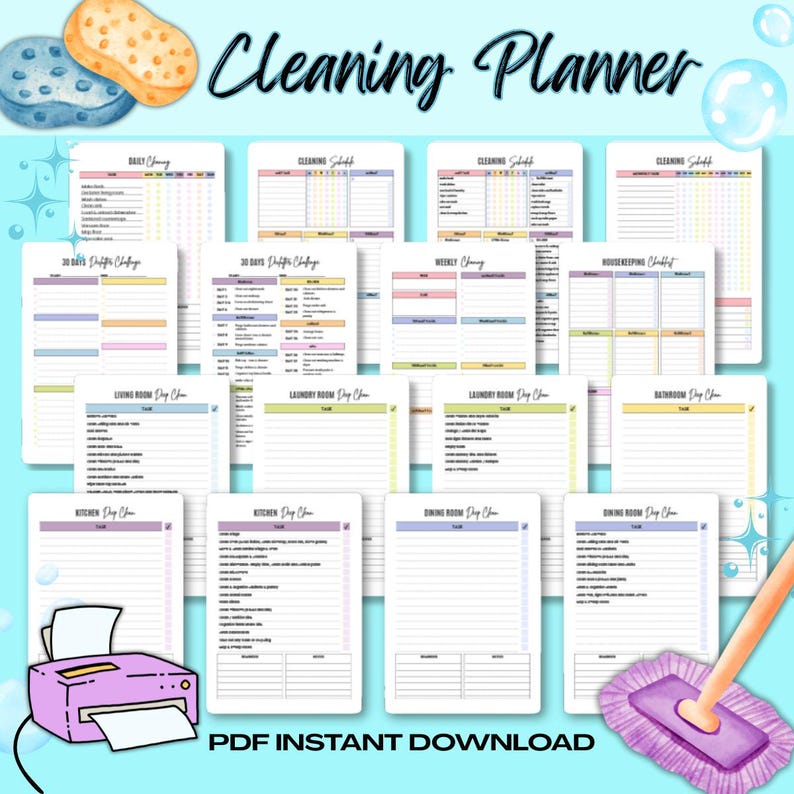 ADHD Cleaning Planner | Room by Room Deep Clean Schedule and Chore ...