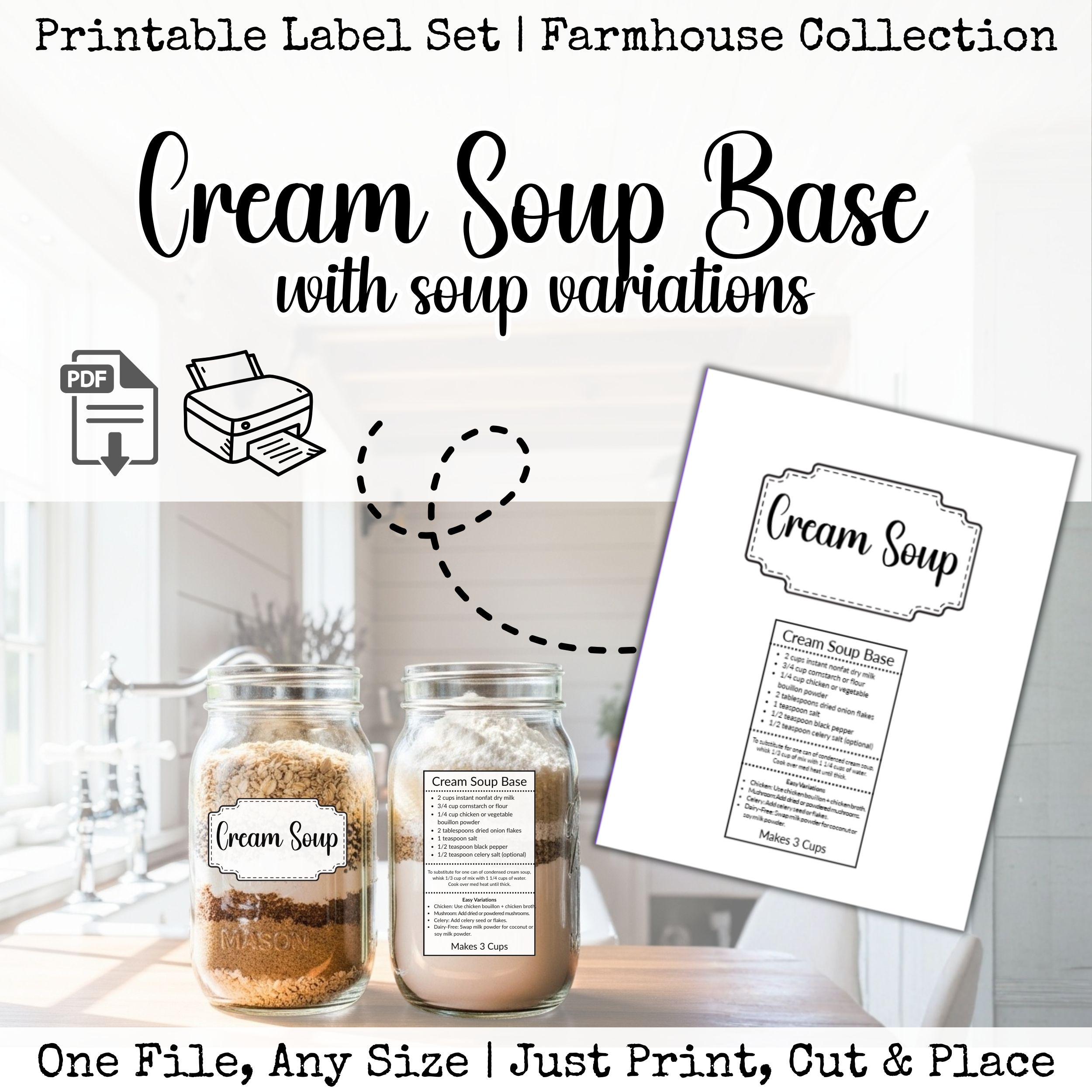 Cream Soup Base Dry Mix Recipe Labels | Printable Pantry Staples for ...