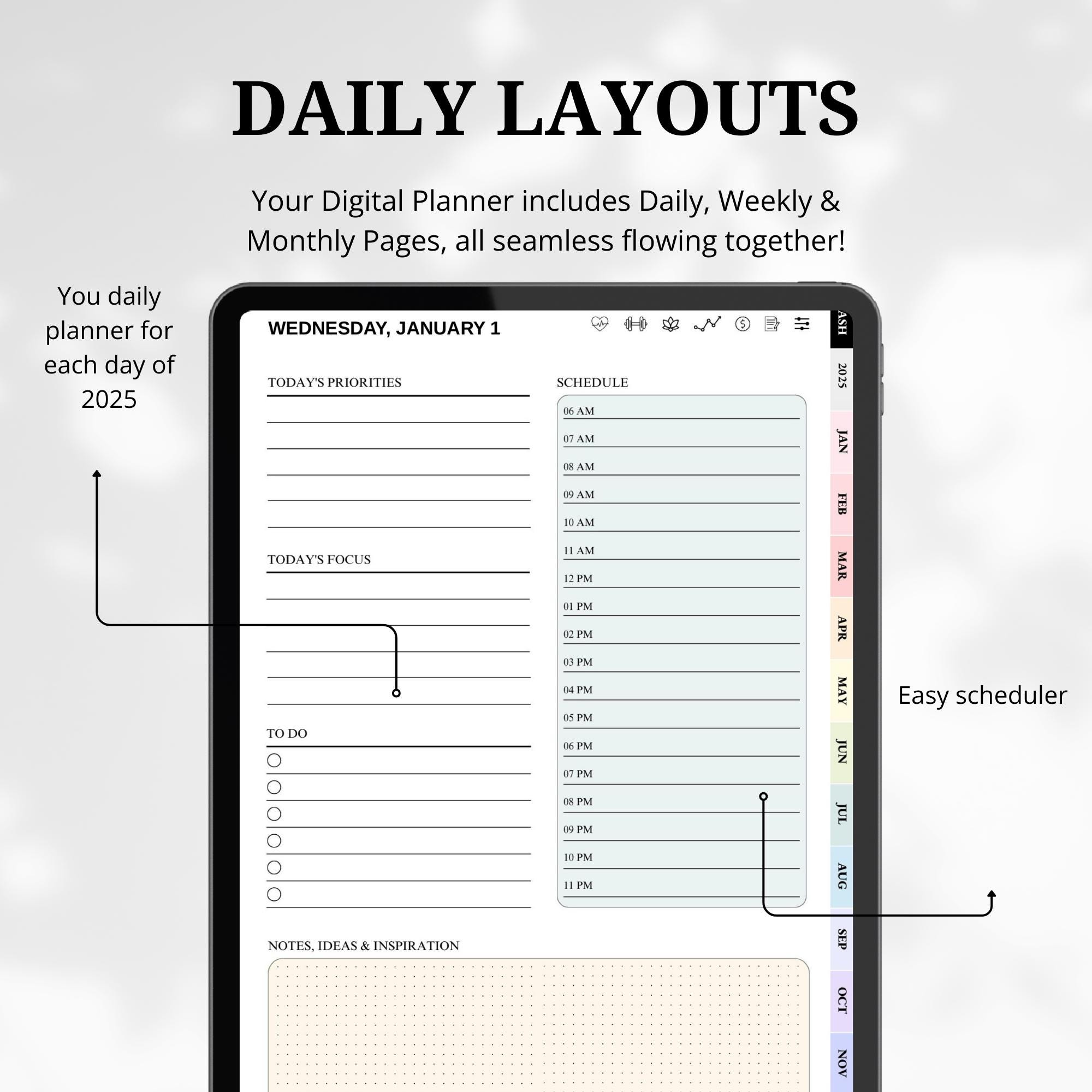 2025 Digital Planner Fully Hyperlinked Digital Calendar Notability ...