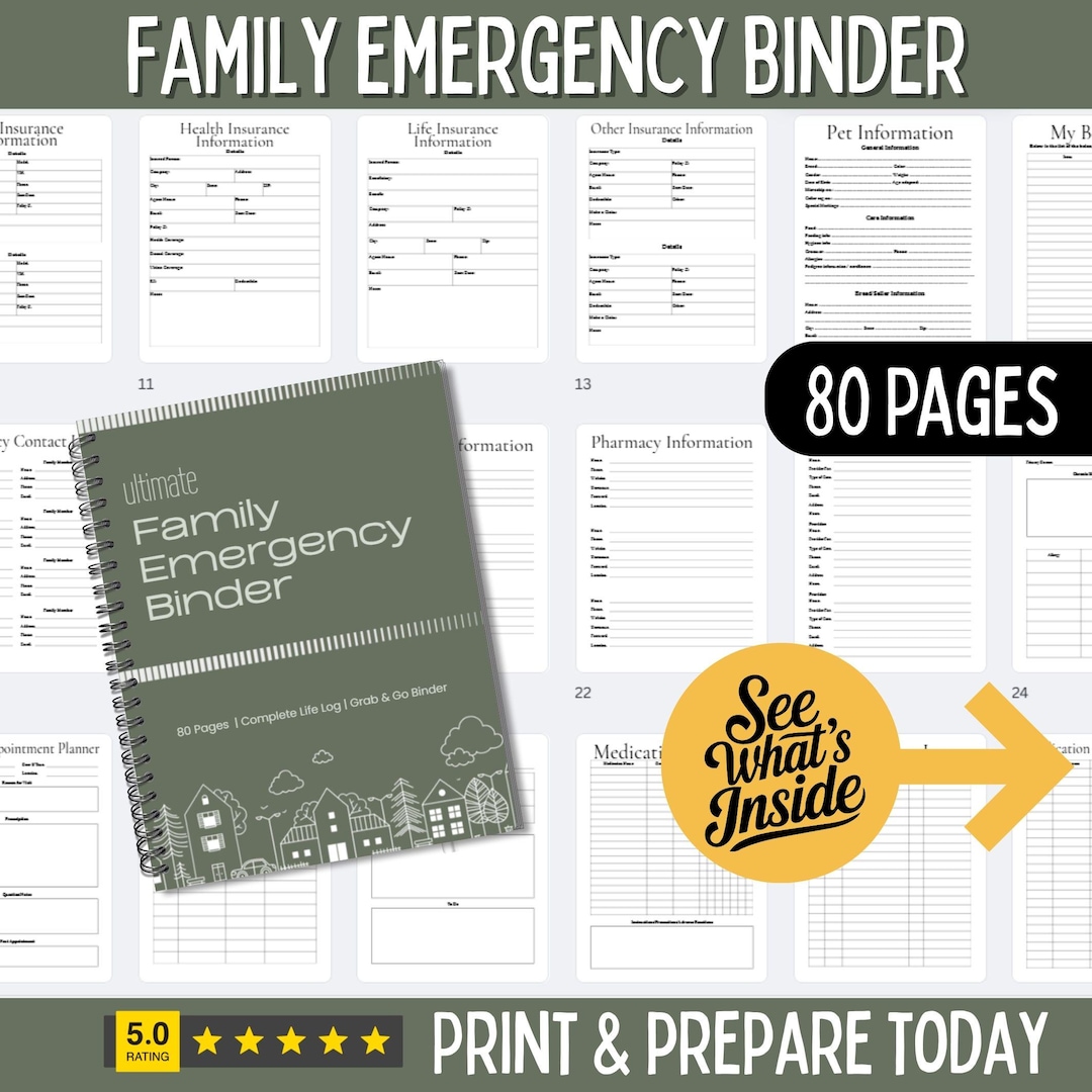 Family Emergency Binder Printable | Editable Disaster Preparedness ...