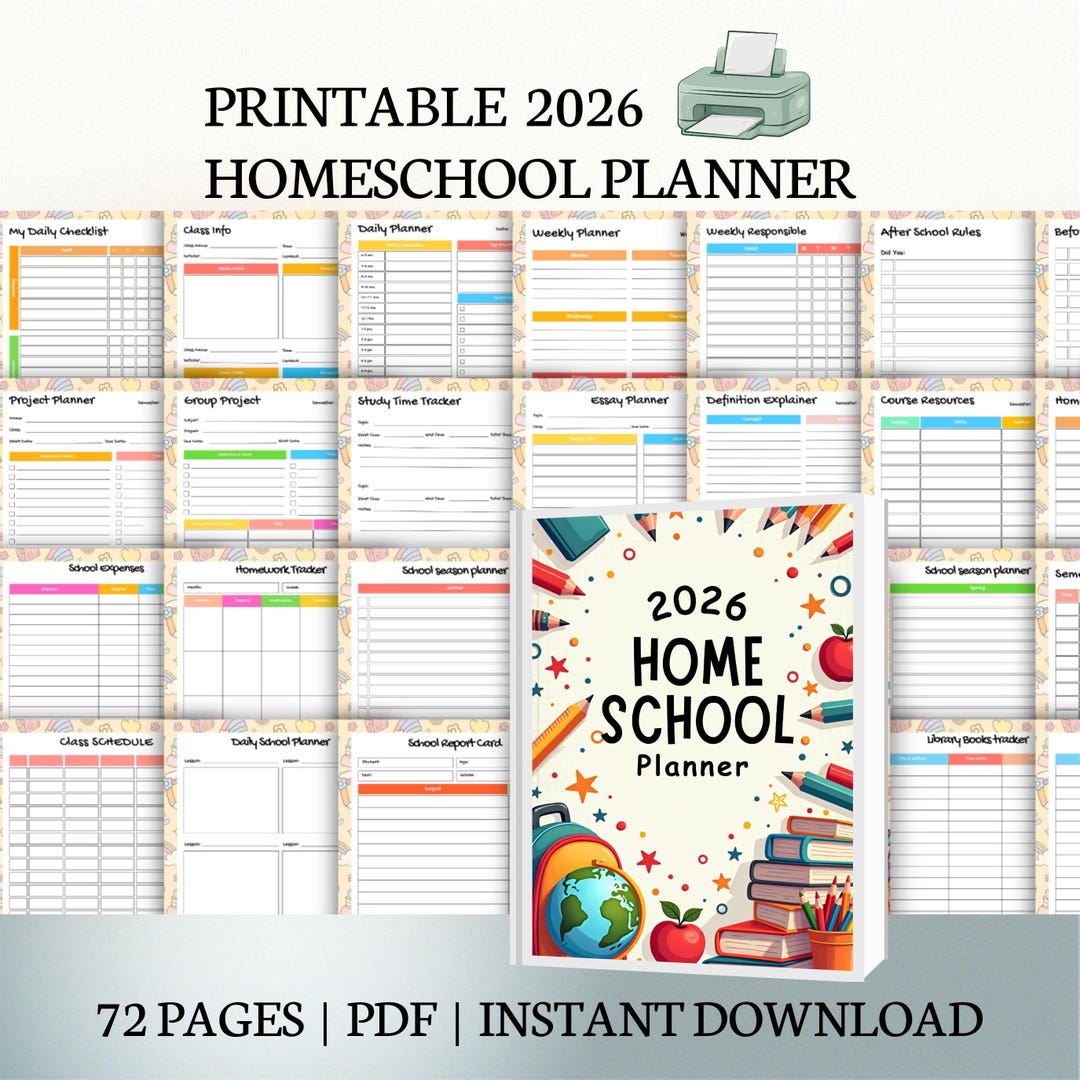 2026 Homeschool Planner PDF Bundle | Schedules, Attendance & Curriculum ...