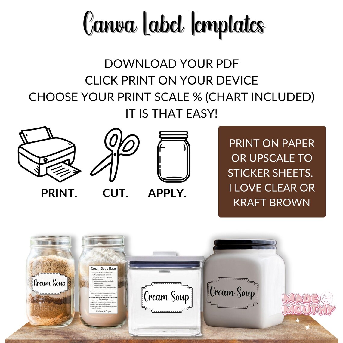 Pantry Canva Label Template Editable Recipe Labels | Printable ...