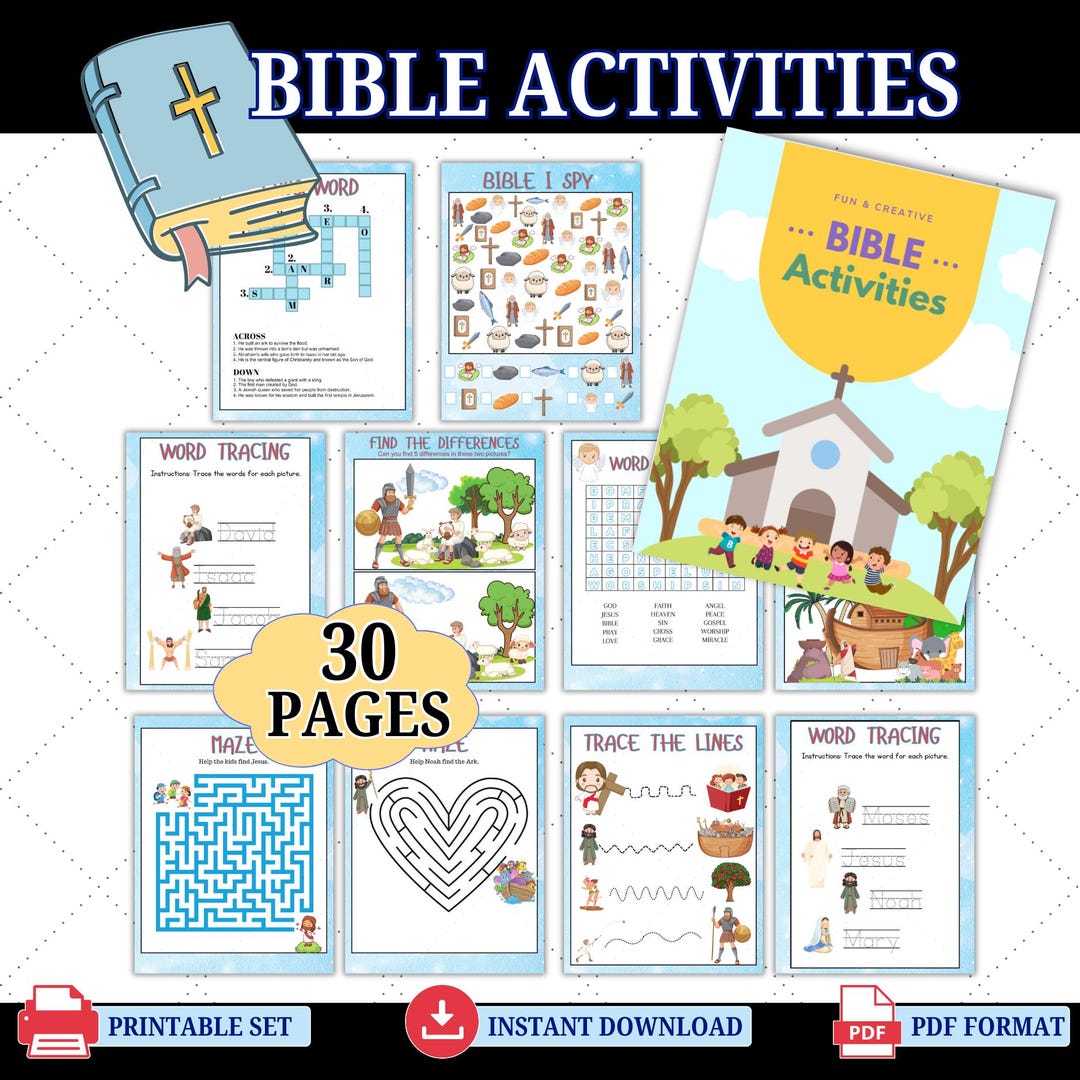 Faith-based Printable Bible Activities Pack for Kids Ages 3-7 |games ...
